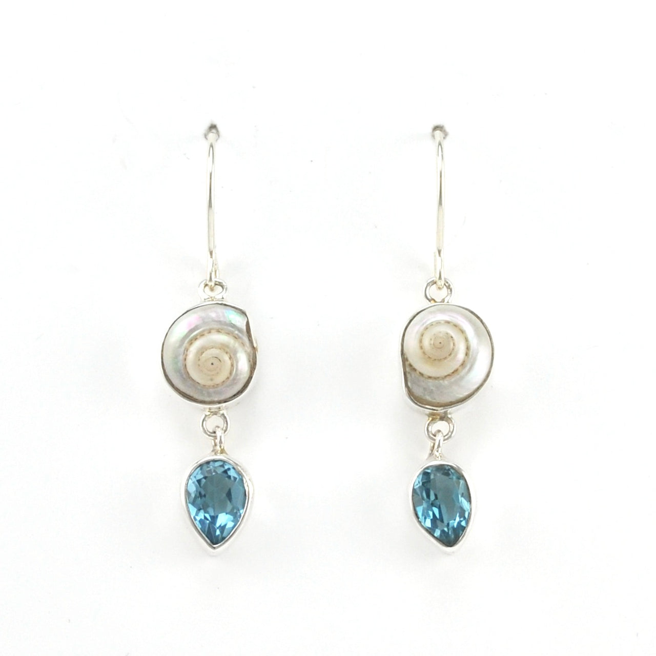 Sterling Silver Malabar Shell Blue Topaz Earrings