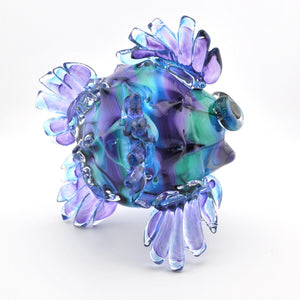 Glass Puffer Fish Aqua Green and Purple