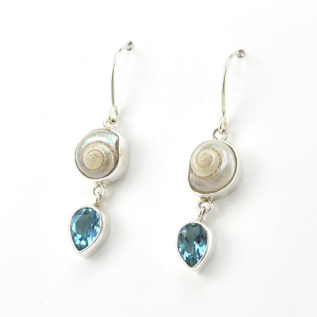 Sterling Silver Malabar Shell Blue Topaz Earrings