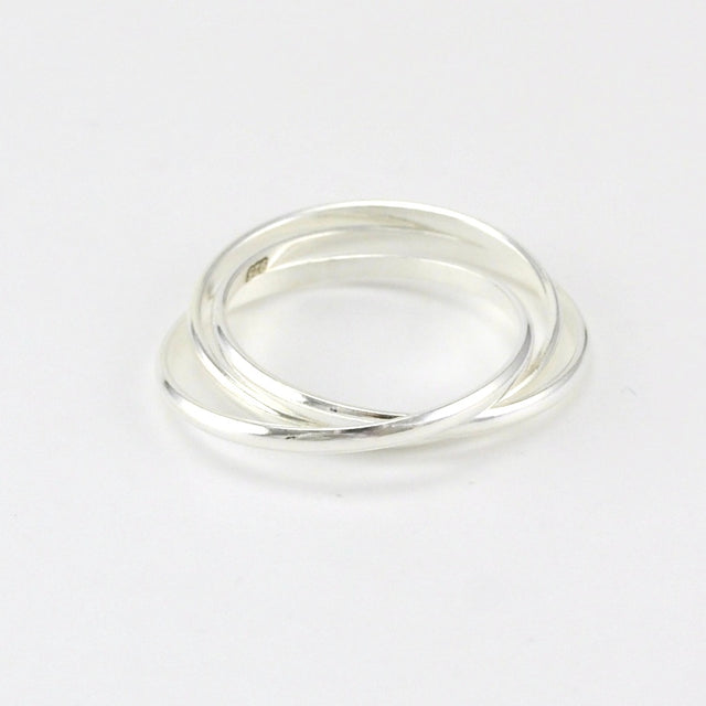 Sterling Silver 3 Rolling Band Ring Size 6