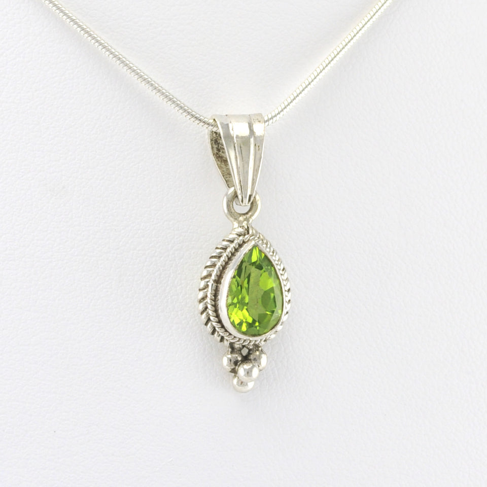 Sterling Silver Peridot Teardrop Pendant