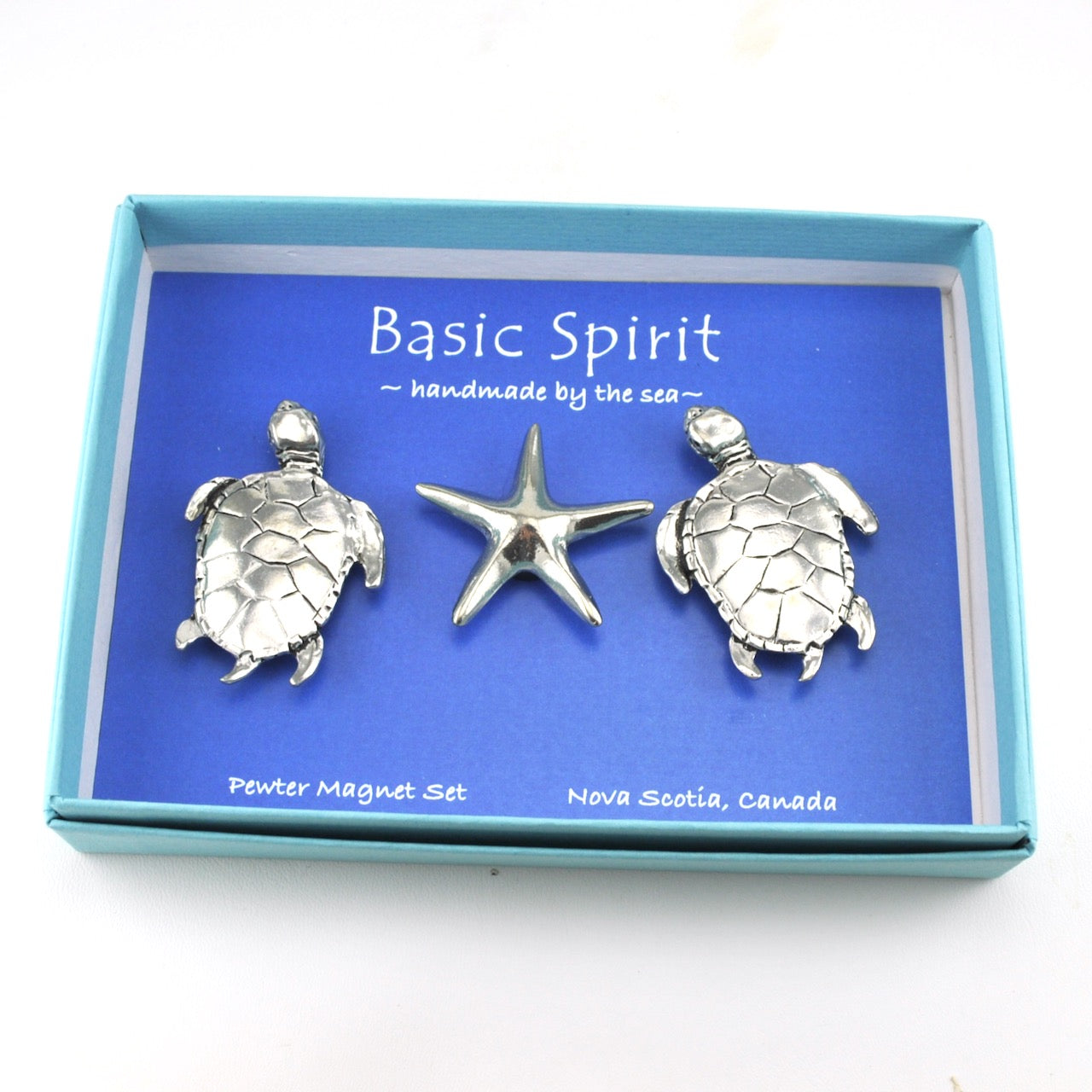 Handcrafted Pewter Sea Turtles Magnet Set